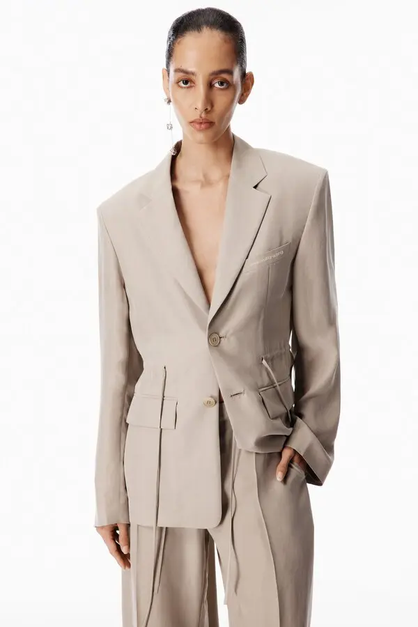 Alexander Wang Drawcord Mid-rise Tailored Pant - Army Tan