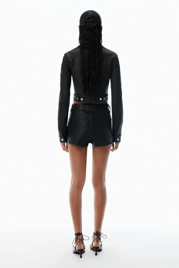 Alexander Wang Shrunken Leather Trucker Jacket
