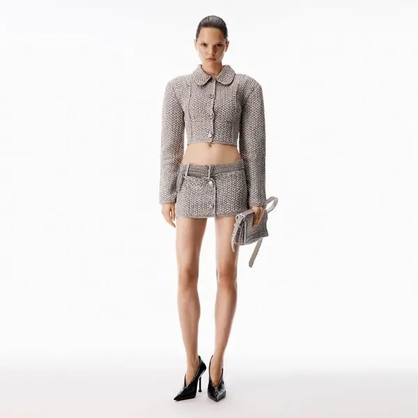Alexander Wang Crochet Tweed Mini Wrap Skirt