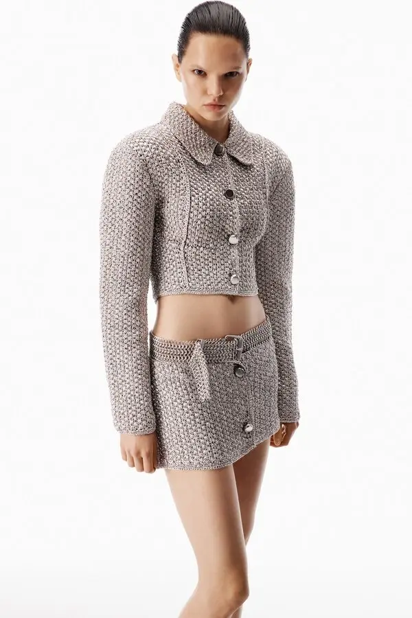 Alexander Wang Crochet Tweed Mini Wrap Skirt