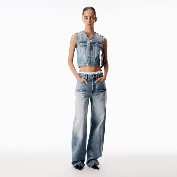 Alexander Wang Zipper Denim Vest - Authentic Light Indigo