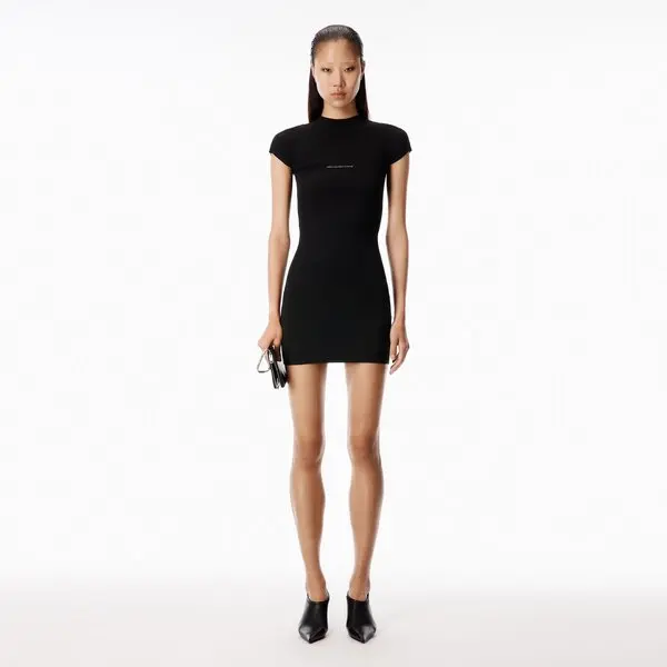 Alexander Wang Knit Logo Mini Dress - Black