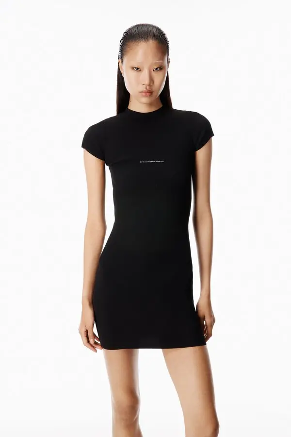 Alexander Wang Knit Logo Mini Dress - Black