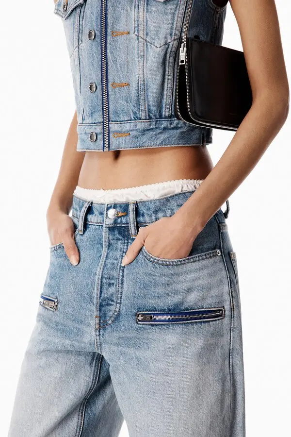 Alexander Wang Silk Brief Float Jean - Authentic Light Indigo
