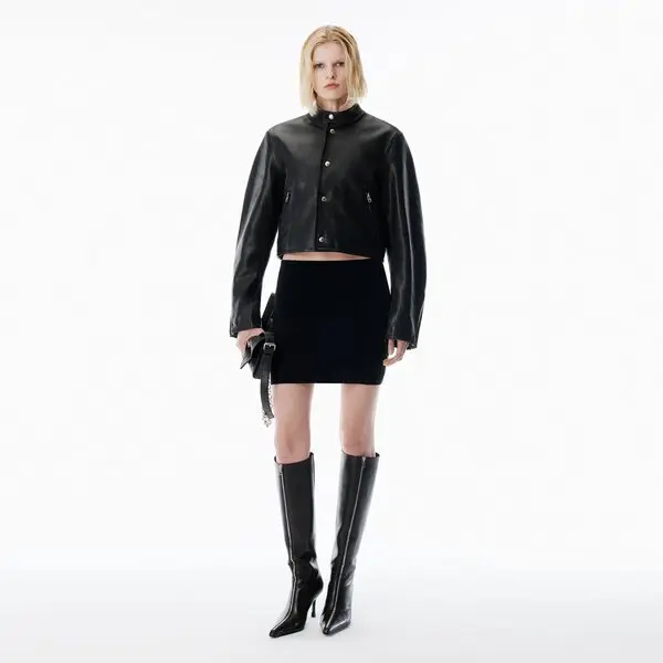 Alexander Wang Wool-blend Mini Skirt With Logo Patch - Black