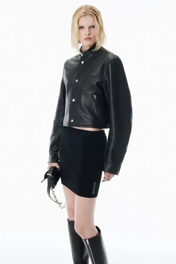 Alexander Wang Wool-blend Mini Skirt With Logo Patch - Black