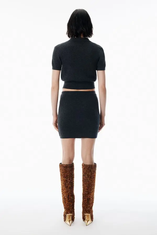 Alexander Wang Wool-blend Mini Skirt With Logo Patch - Charcoal