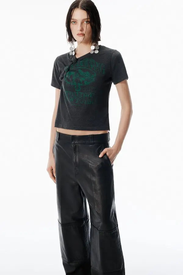 Alexander Wang Worn Moto Leather Workwear Pant
