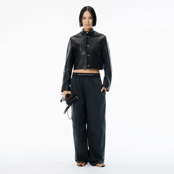 Alexander Wang Logo Elastic Mid-rise Pant - Black