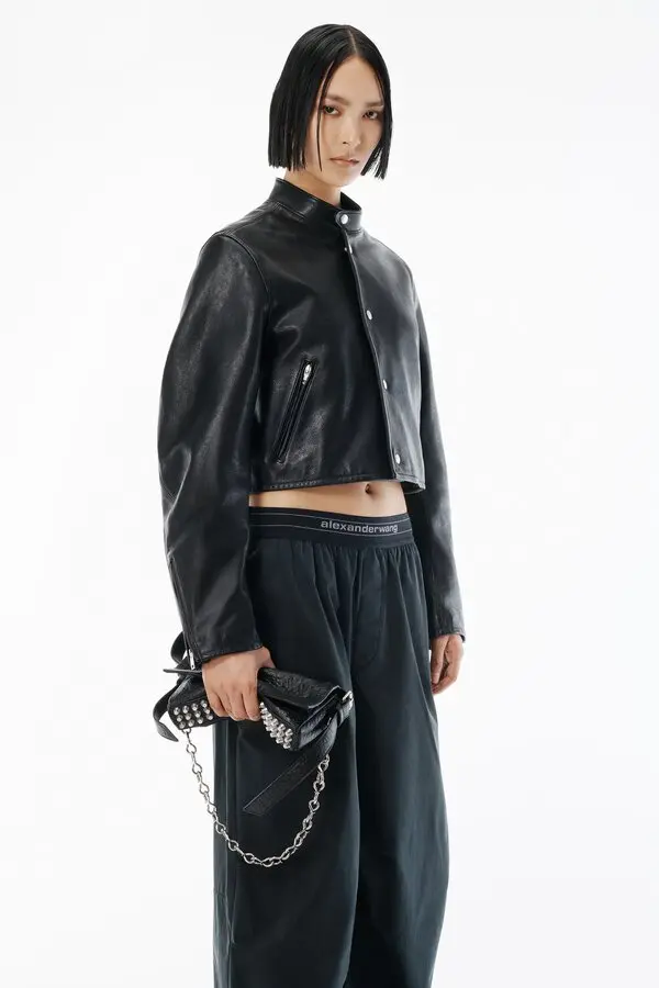 Alexander Wang Logo Elastic Mid-rise Pant - Black