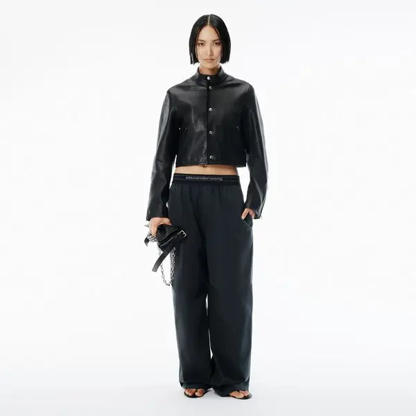 Alexander Wang Logo Elastic Mid-rise Pant - Black