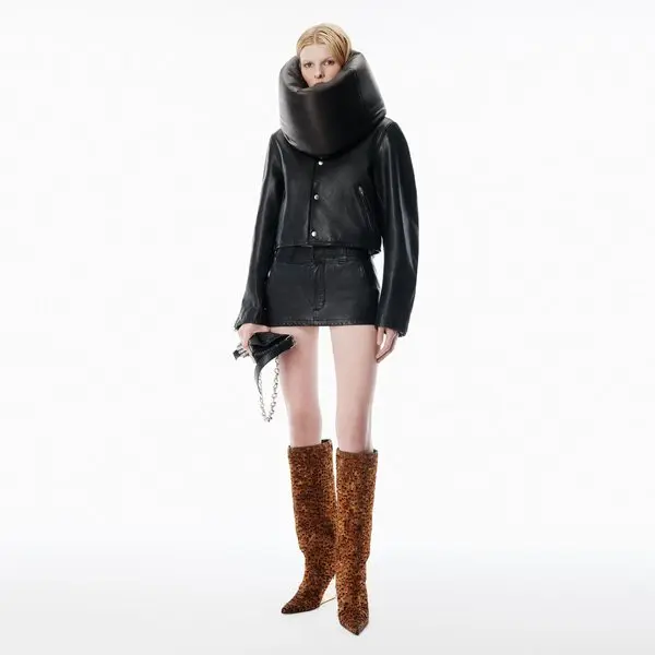 Alexander Wang Worn Moto Leather Mini Skort - Black