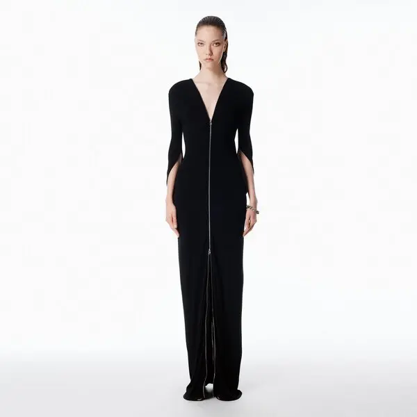 Alexander Wang Zippered Sleeve Maxi Dress - Black