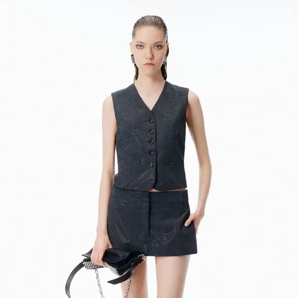 Alexander Wang Crystal Hotfix Tailored Vest