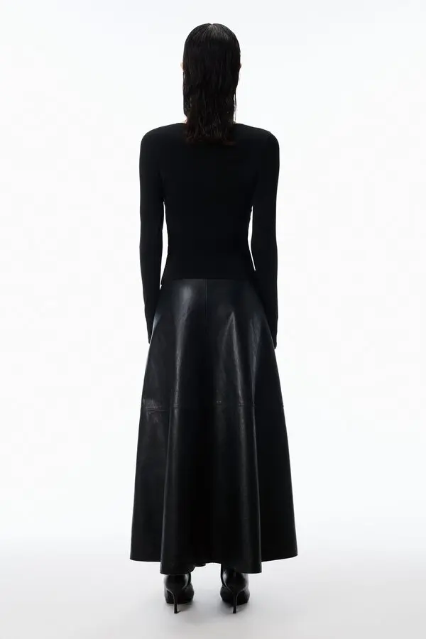 Alexander Wang V-neck Matte Jersey Pullover With Metal Logo - Black
