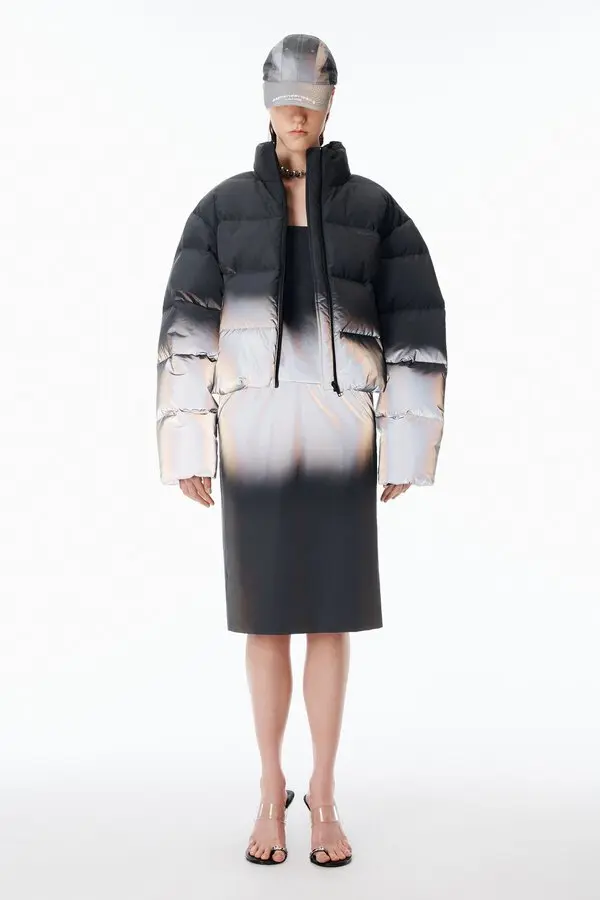Alexander Wang Reflective Gradient Puffer - Silver/black