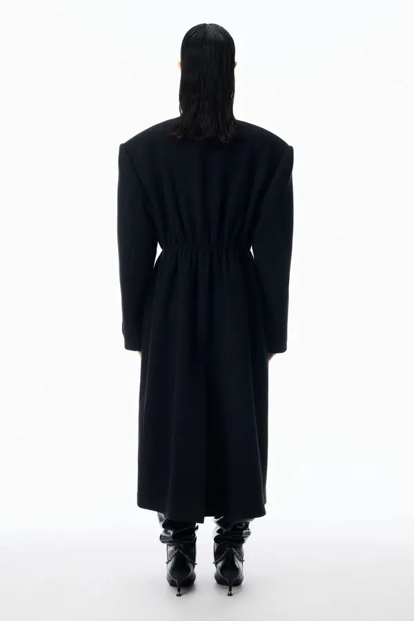 Alexander Wang Collarless Coat In Double Tweed Wool