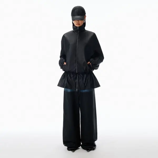 Alexander Wang Drop Waist Parka In Bonded Leather