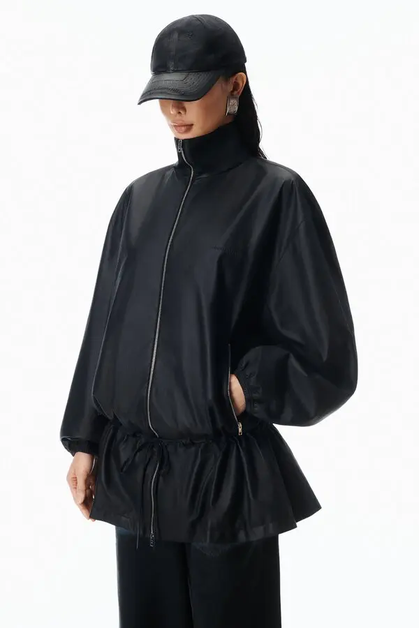 Alexander Wang Drop Waist Parka In Bonded Leather