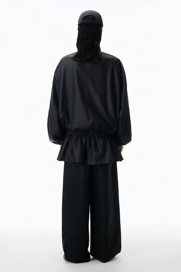 Alexander Wang Drop Waist Parka In Bonded Leather