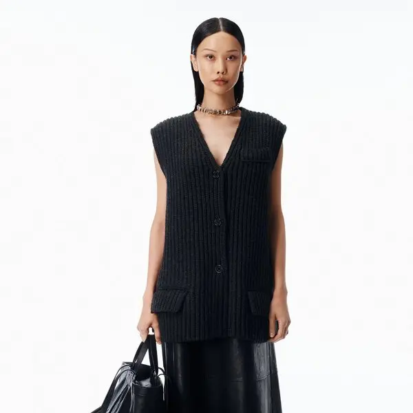 Alexander Wang Sweater Vest In Wool - Graphite