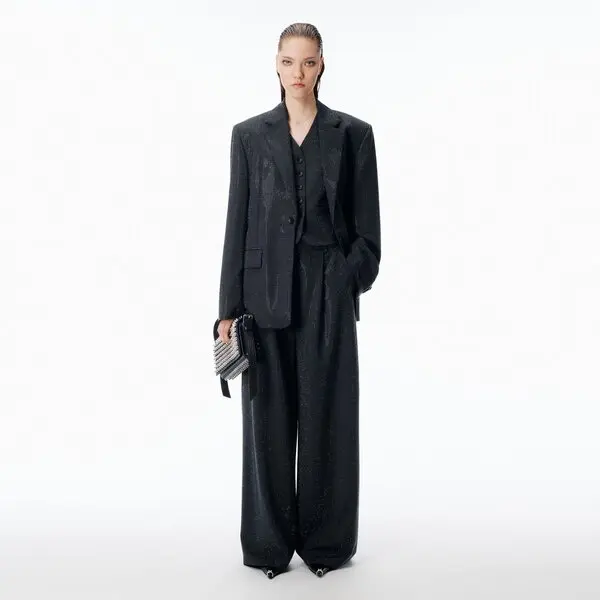 Alexander Wang Crystal Wool-mohair Tailored Pant - Grey