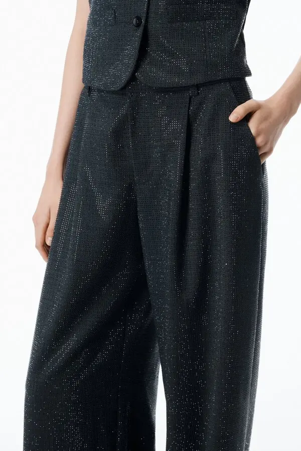 Alexander Wang Crystal Hotfix Wool Mohair Tailored Trousers