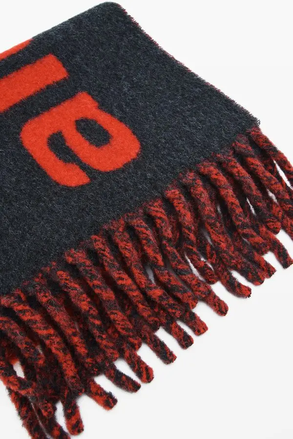 Alexander Wang Jacquard Logo Scarf In Alpaca-wool Blend - Black/red