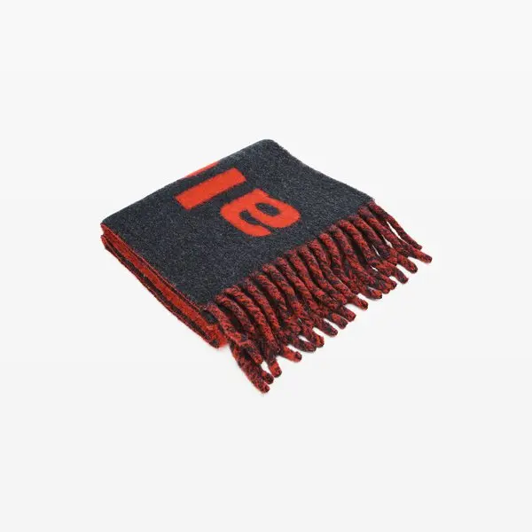 Alexander Wang Jacquard Logo Scarf In Alpaca-wool Blend - Black/red