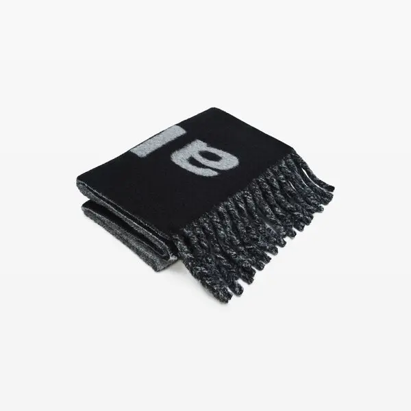 Alexander Wang Jacquard Logo Scarf In Alpaca-wool Blend - Black/grey