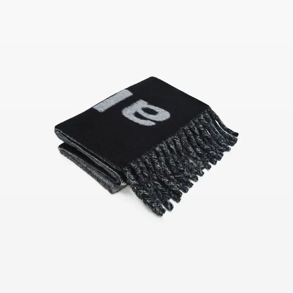 Alexander Wang Jacquard Logo Scarf In Alpaca-wool Blend - Black/grey