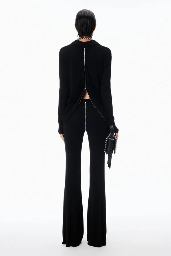 Alexander Wang Draped Back Zip Crepe Jersey Shirt