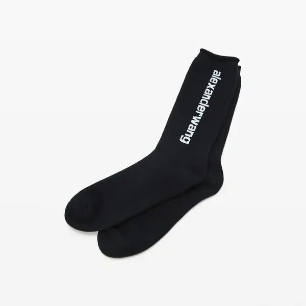 Alexander Wang Cotton Terry Logo Socks - Black