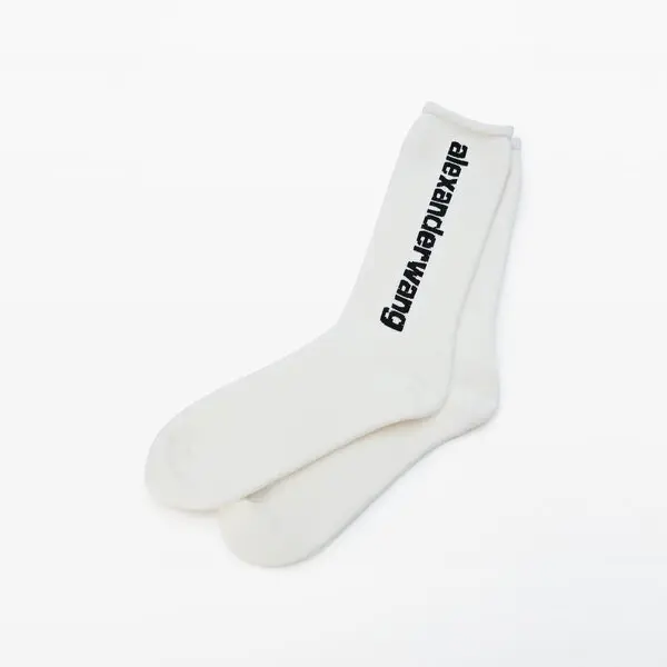 Alexander Wang Logo Sock In Cotton Terry - White