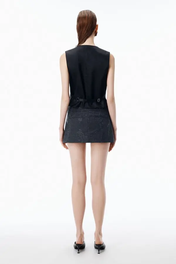 Alexander Wang Crystal Hotfix Wool Mohair Skort