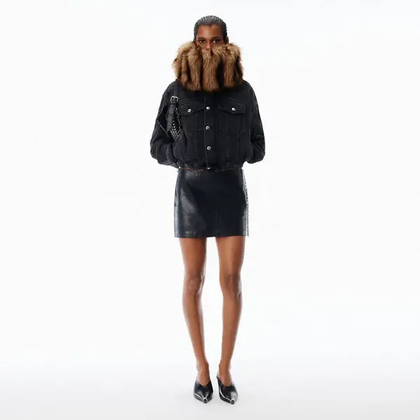 Alexander Wang Low-rise Leather Miniskirt - Black
