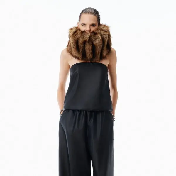 Alexander Wang Leather Bubble Top - Black