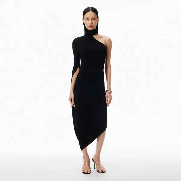 Alexander Wang Draped Crepe Jersey Midi Dress