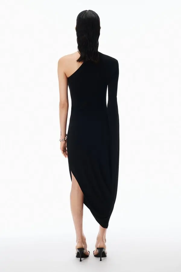Alexander Wang Draped Crepe Jersey Midi Dress