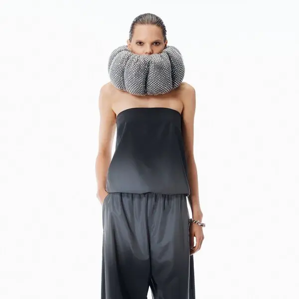 Alexander Wang Reflective Strapless Bubble Top - Silver/black
