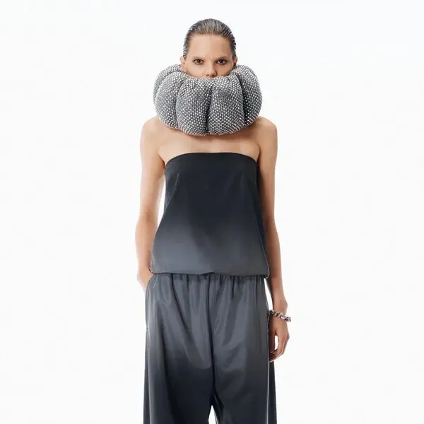 Alexander Wang Reflective Strapless Bubble Top - Silver/black