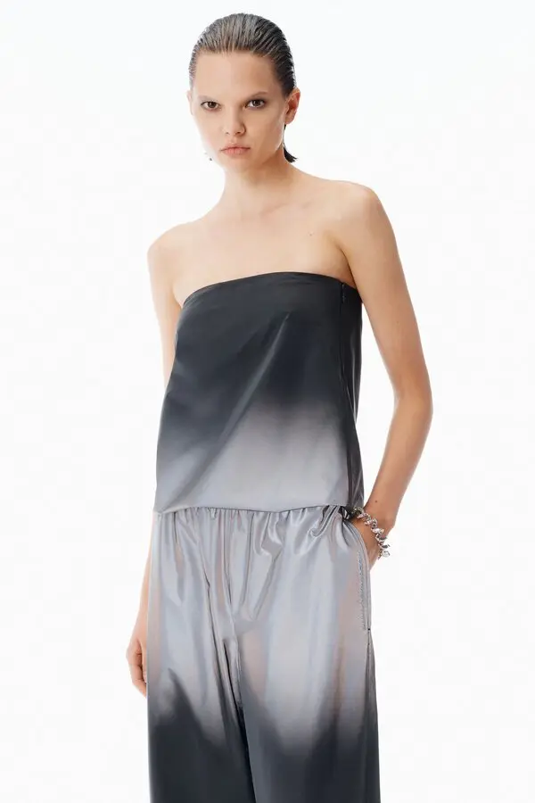 Alexander Wang Reflective Strapless Bubble Top - Silver/black