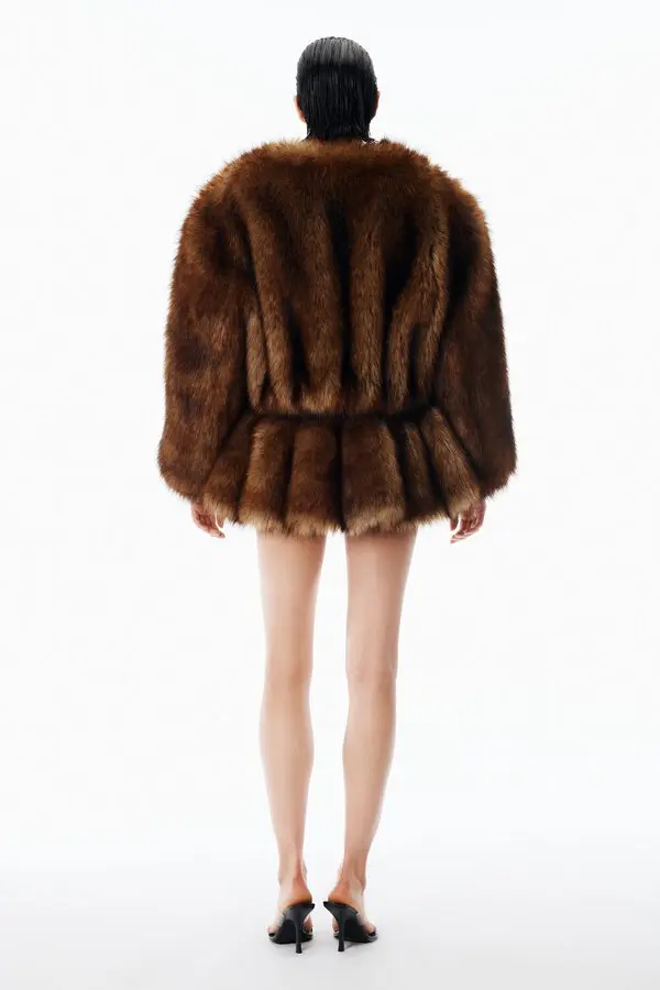Alexander Wang Faux Fur Cropped Jacket - Chesnut