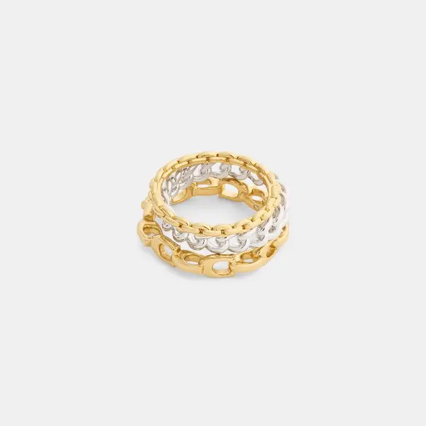 COACH Linked C Ring Set - Gold/silver