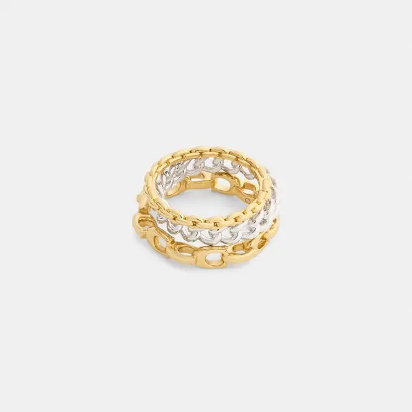 COACH Linked C Ring Set - Gold/silver