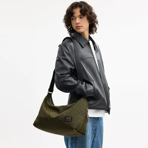 COACH Leo Crossbody In Signature Nylon - Dark Moss