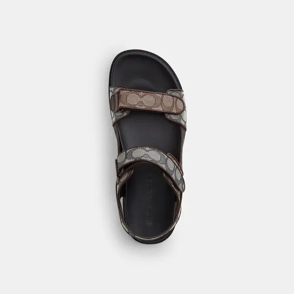 COACH Signature Jacquard Double Strap Sandal - Deep Blue Multi