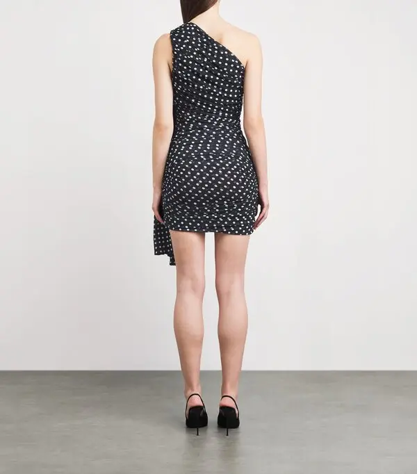 PATOU Polka-dot Asymmetric Mini Dress - Navy