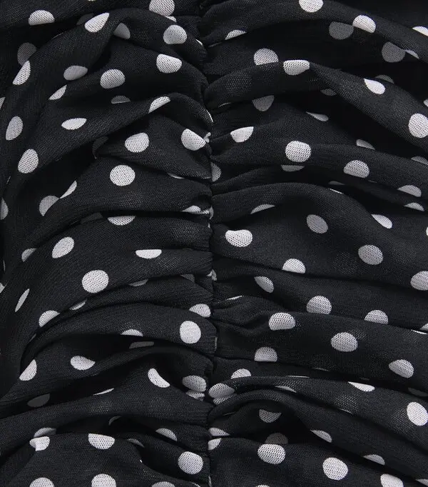 PATOU Polka-dot Asymmetric Mini Dress - Navy