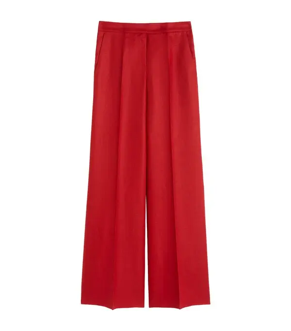 Max Mara Linen Wide-leg Trousers - Red
